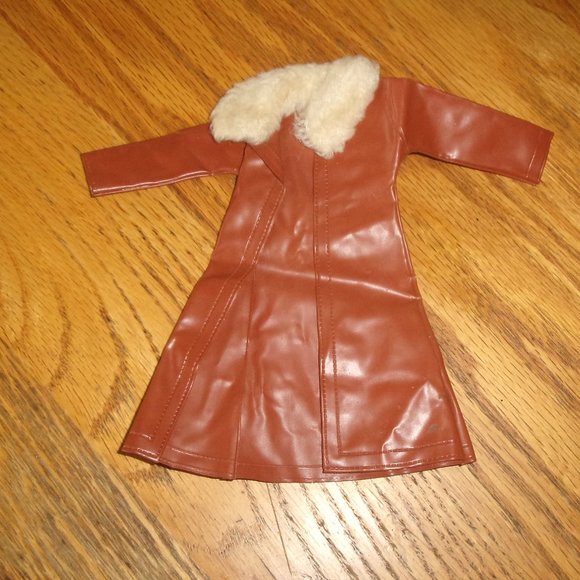 Barbie | Toys | Barbie Doll Clothes Brown Vinyl Coat Fur Trim | Poshmark
